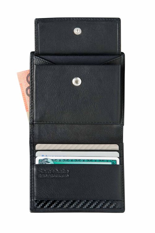 Samsonite Dlx Leather Wallets Slimline With Coin 3cc
